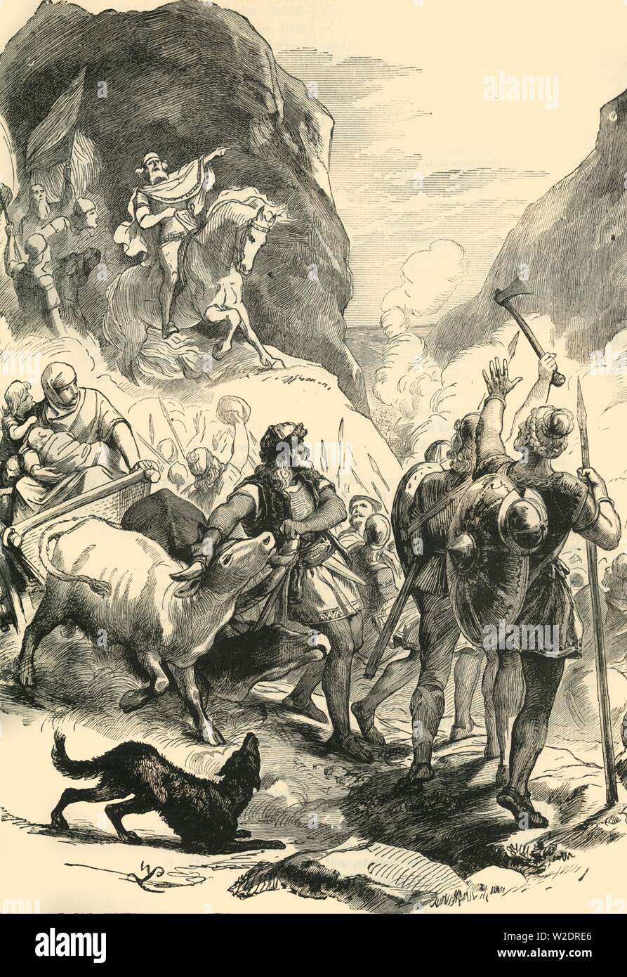 'The Teutons on the March', 1890. Creator: Unknown Stock Photo - Alamy