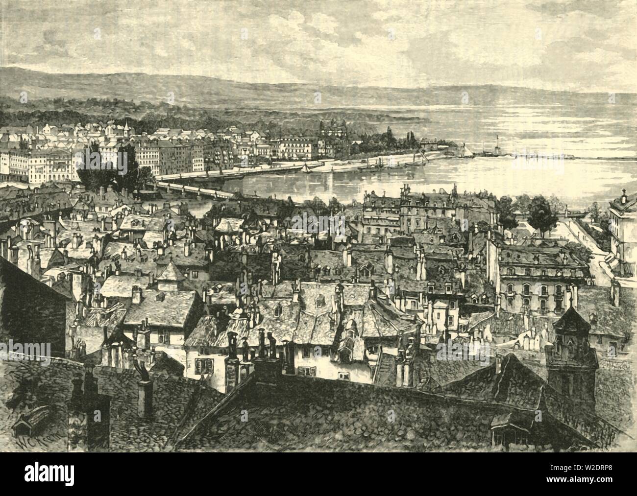 'Geneva, Looking Towards The Lake', 1890. Creator: Unknown Stock Photo ...