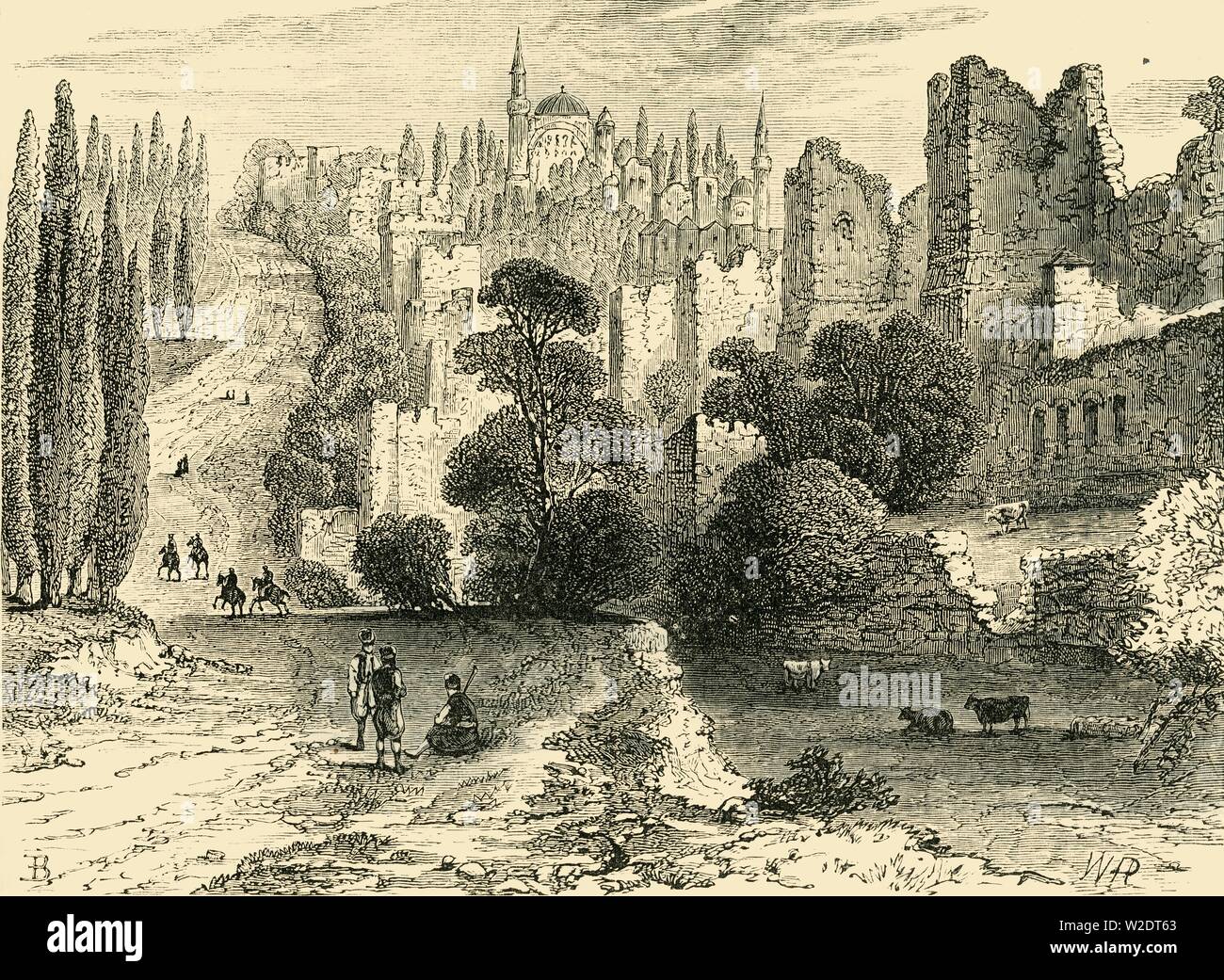 Constantinople Istanbul 19th Century Engraving Stock Photos ...