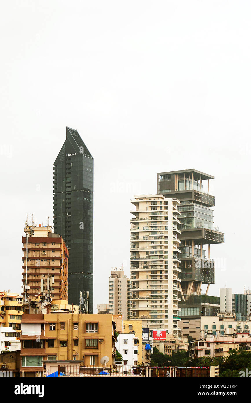 VIEW OF ANTILLA AND LODHA ALTAMOUNT, VERY EXPENSIVE REAL ESTATE IN ...