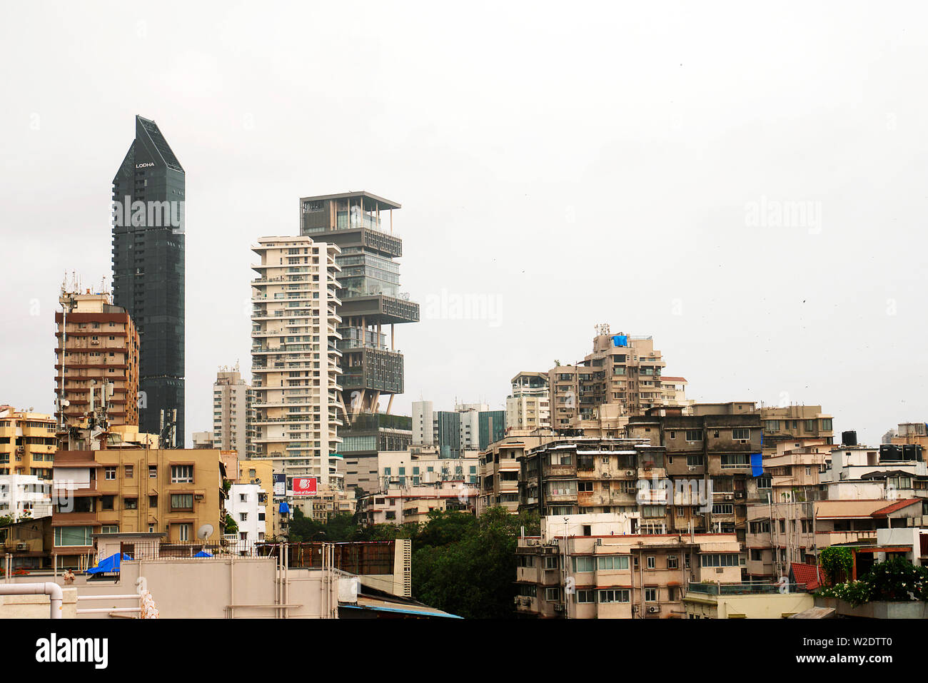 VIEW OF ANTILLA AND LODHA ALTAMOUNT, VERY EXPENSIVE REAL ESTATE IN ...