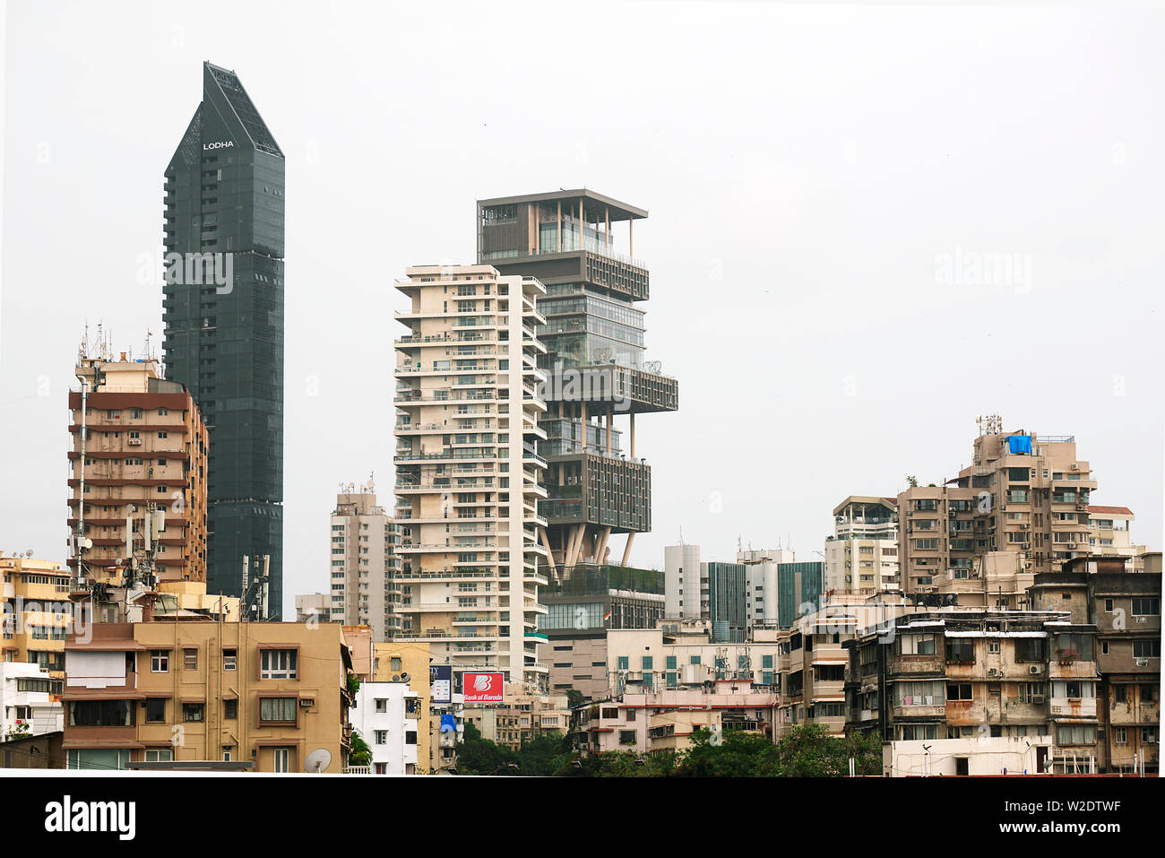 VIEW OF ANTILLA AND LODHA ALTAMOUNT, VERY EXPENSIVE REAL ESTATE IN ...