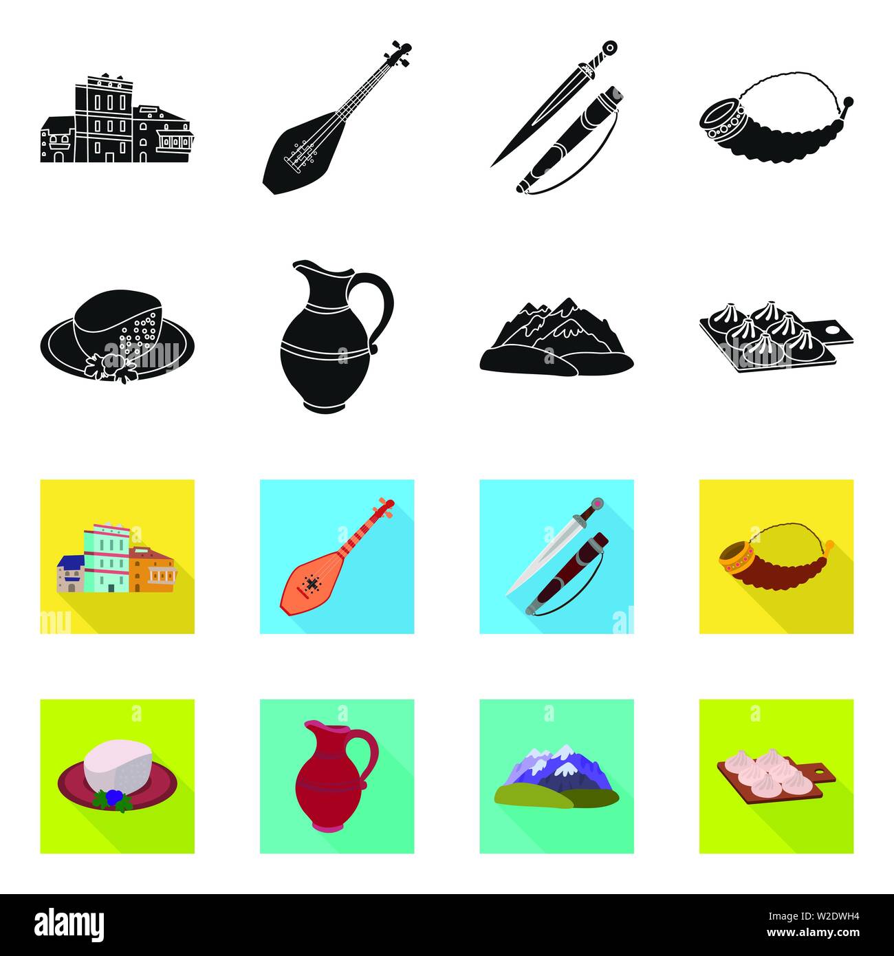 Vector illustration of culture and sightseeing symbol. Set of culture ...