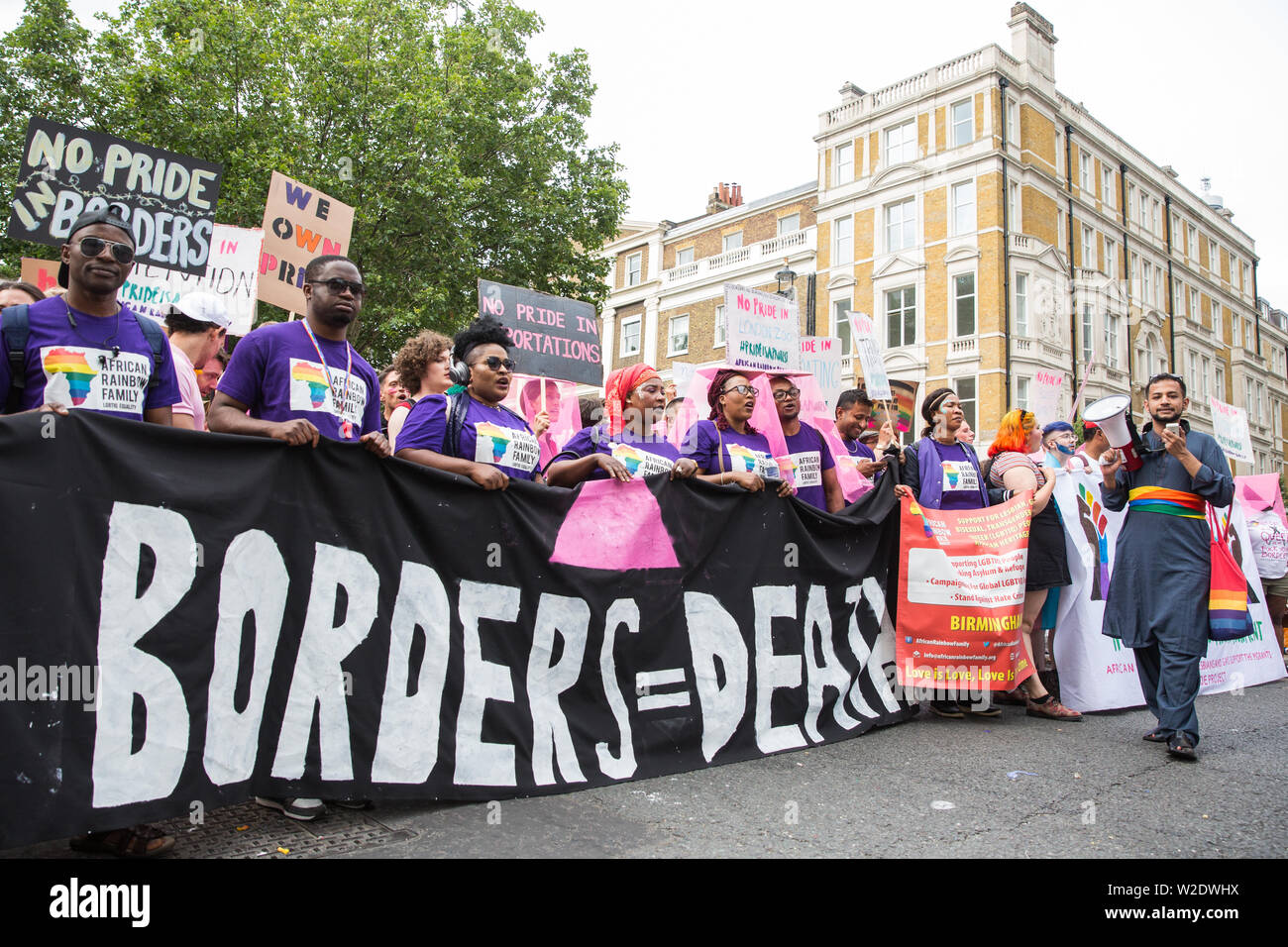 London, UK. 6 July, 2019. Activists from Lesbians and Gays Support The ...