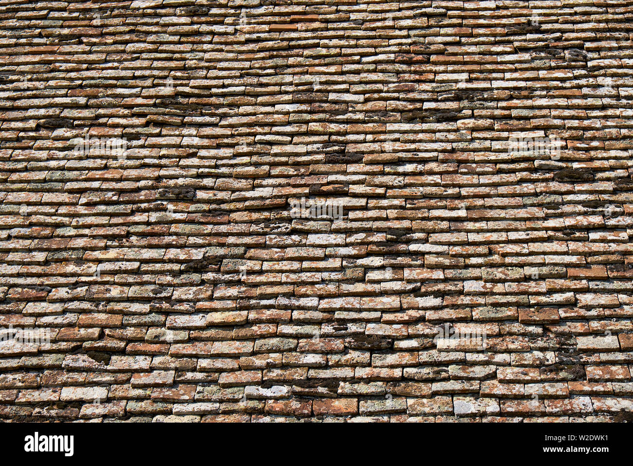 Texture of terracota tiles. Old weathered tile roof background Stock ...