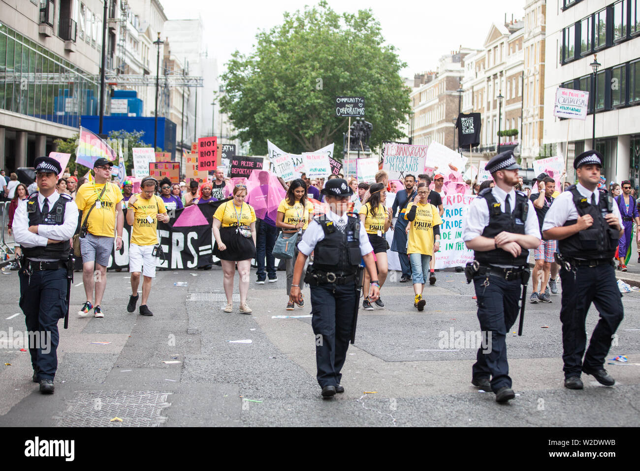 London, UK. 6 July, 2019. Activists from Lesbians and Gays Support The ...