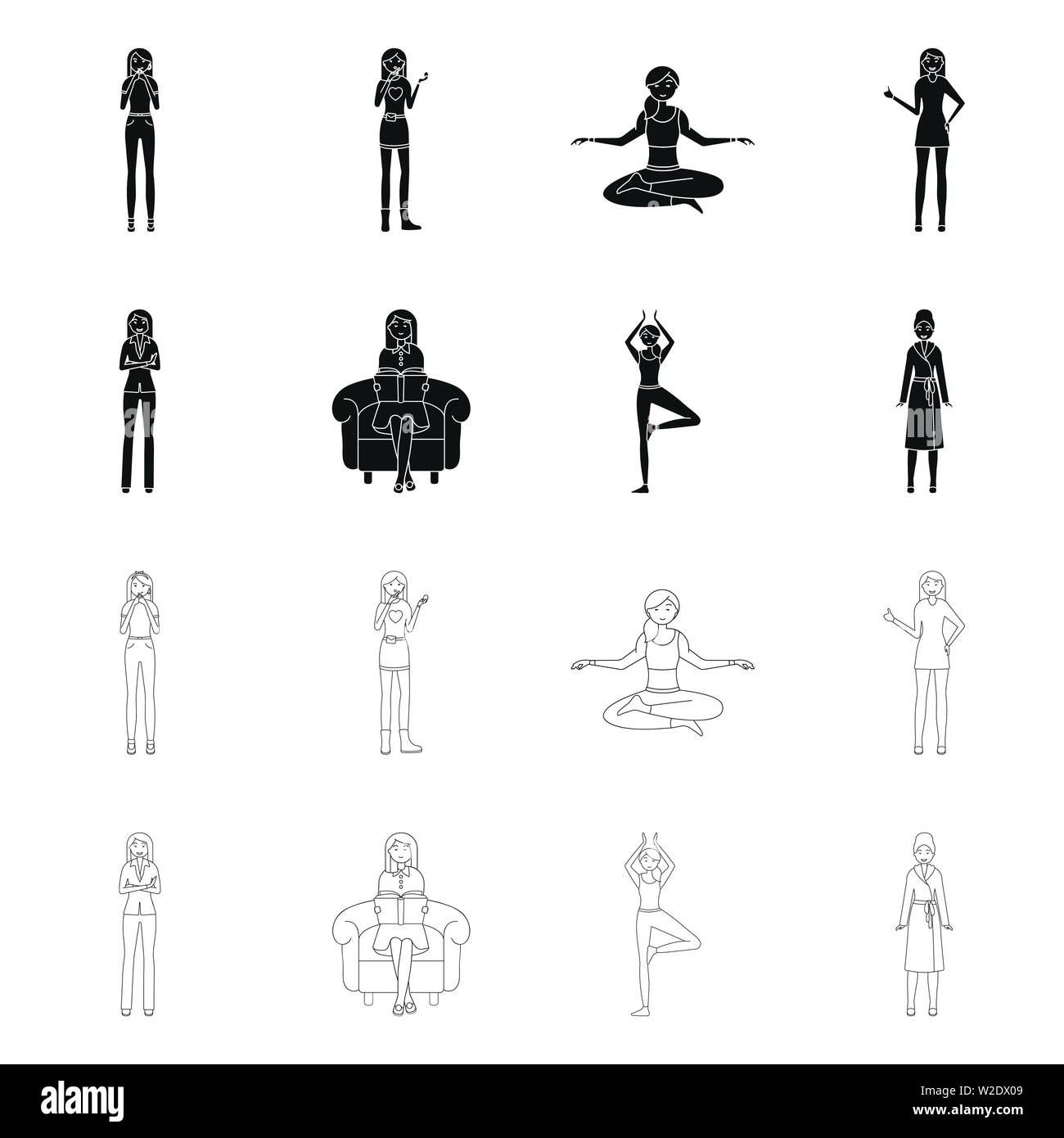 Vector design of posture and mood sign. Collection of posture and ...