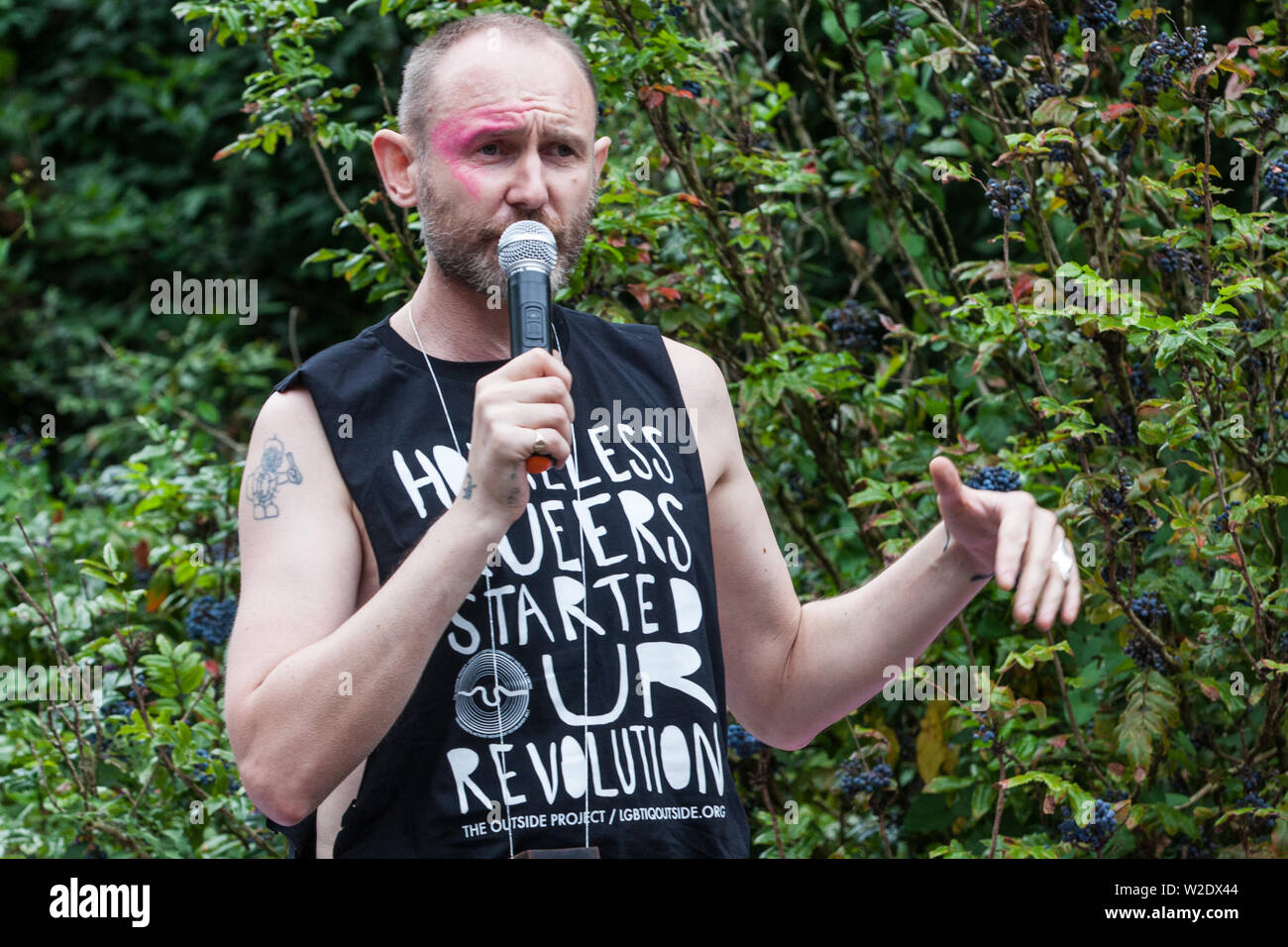 London, UK. 6 July, 2019. David Tovey of the Museum of Homelessness ...