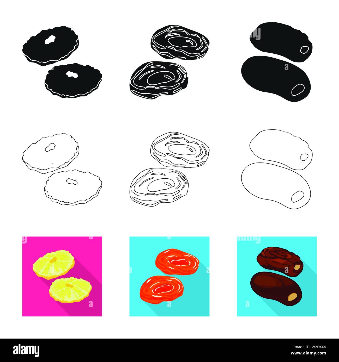 Vector illustration of food and raw logo. Set of food and nature stock ...