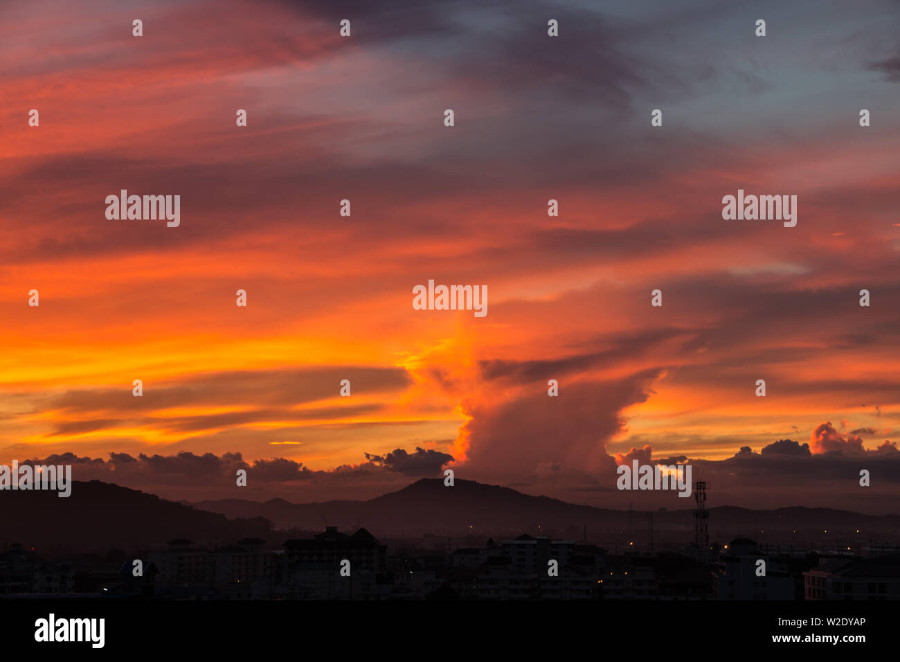 The gold sky with the gold cloud Stock Photo - Alamy