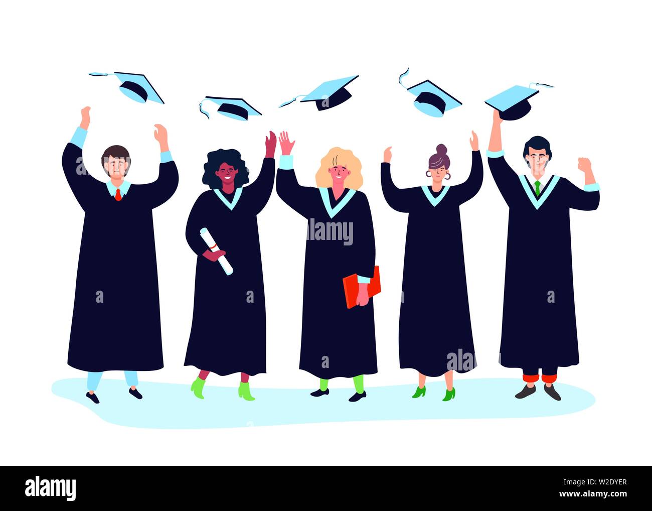 Graduation concept - colorful flat design style illustration Stock ...