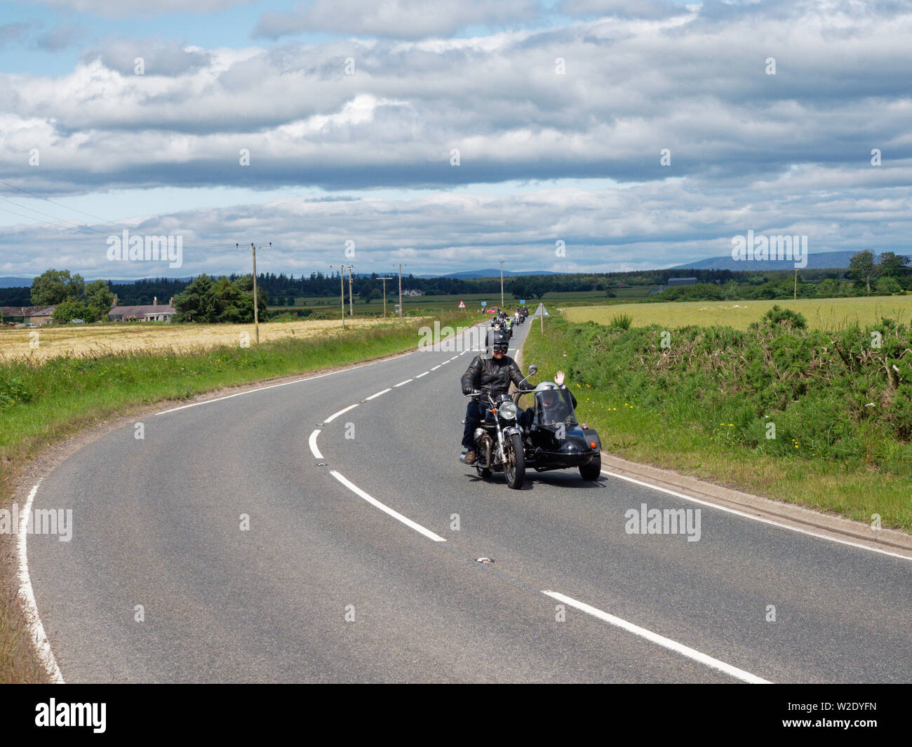 Harley Davidson Motorbikes on a Country Road near to Friockheim in ...