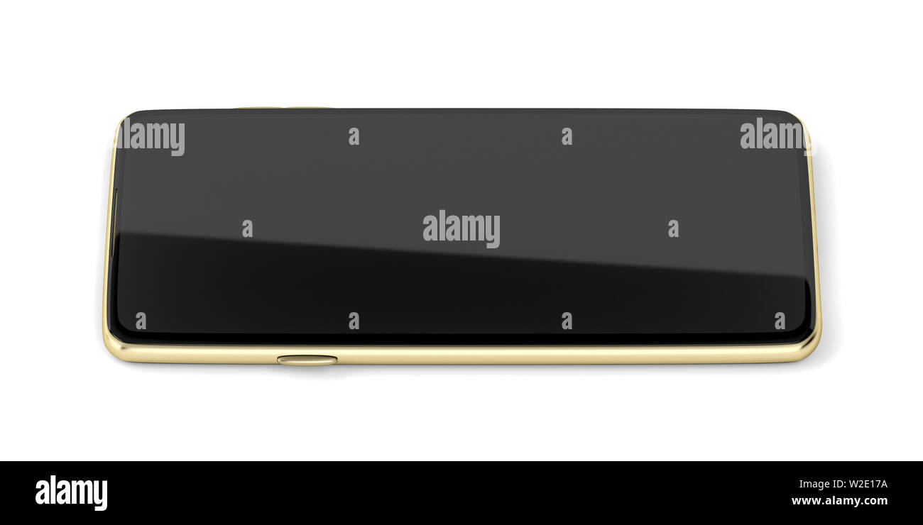 Gold smartphone on white background Stock Photo - Alamy