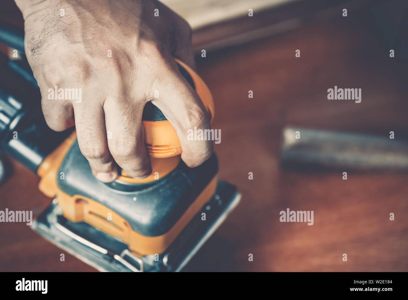 Carpenter polishing wood machine close hi-res stock photography and ...