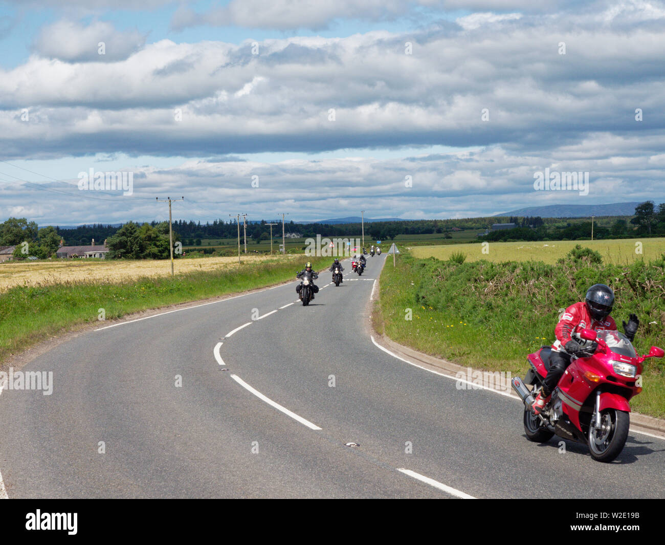 Harley Davidson Motorbikes on a Country Road near to Friockheim in ...