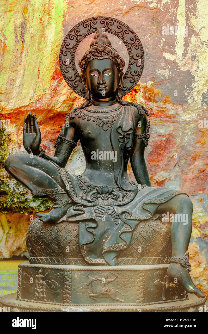 close-up black buddha statue in Thailand Stock Photo - Alamy