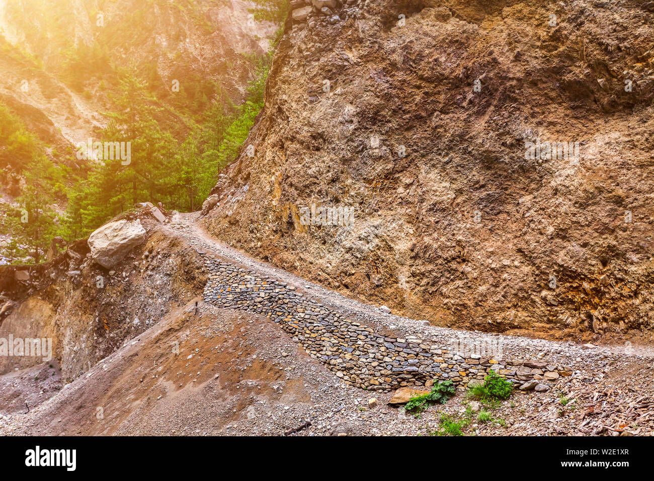 beautiful mountains landscape from stone pathway in Nepal, Annapurna ...