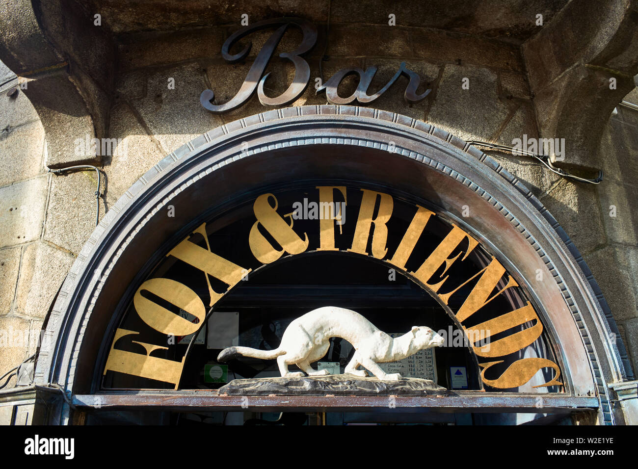 Fox and Friends bar signage in Rennes, the capital of Brittany, France ...