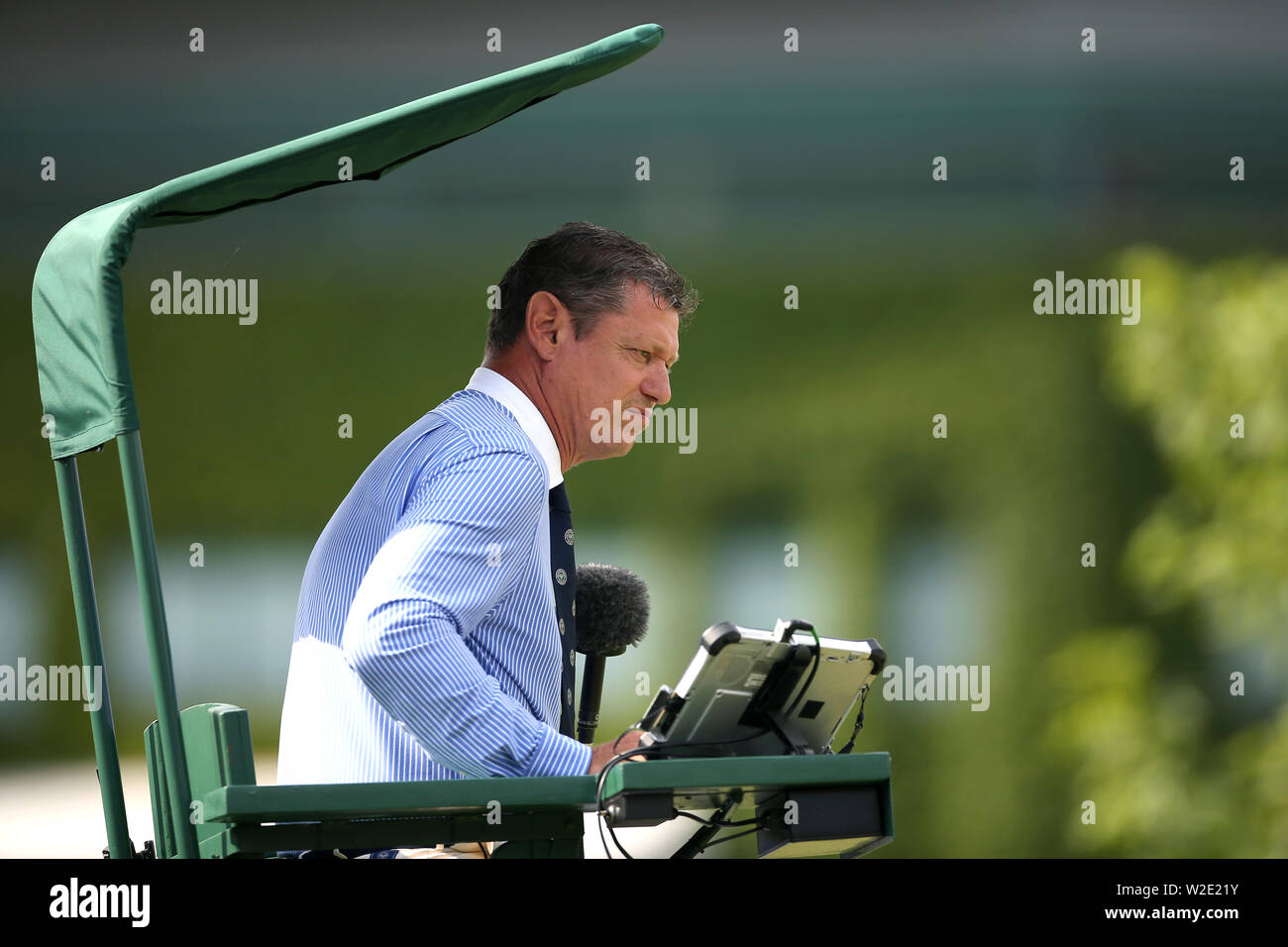 Umpire on court 12 on day seven of the Wimbledon Championships at the ...