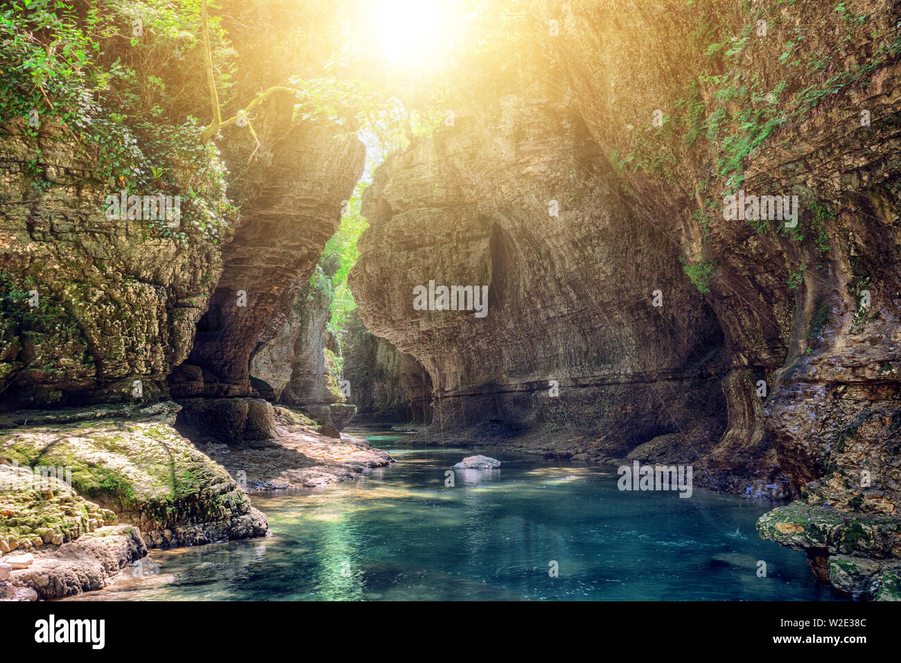 Martvili canyon in Georgia. Beautiful natural canyon with view of the ...