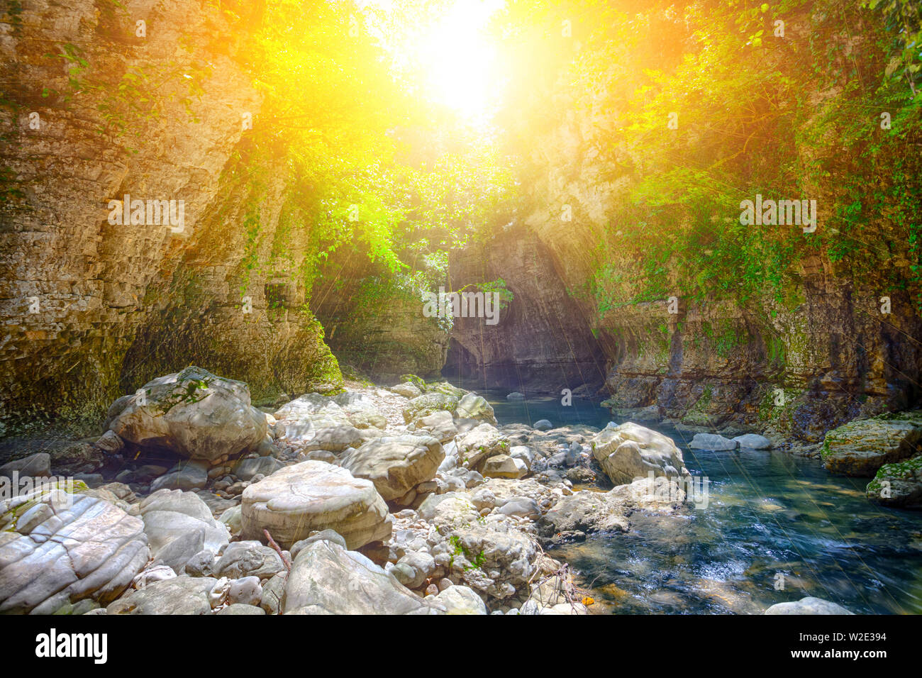 Martvili canyon in Georgia. Beautiful natural canyon with view of the ...