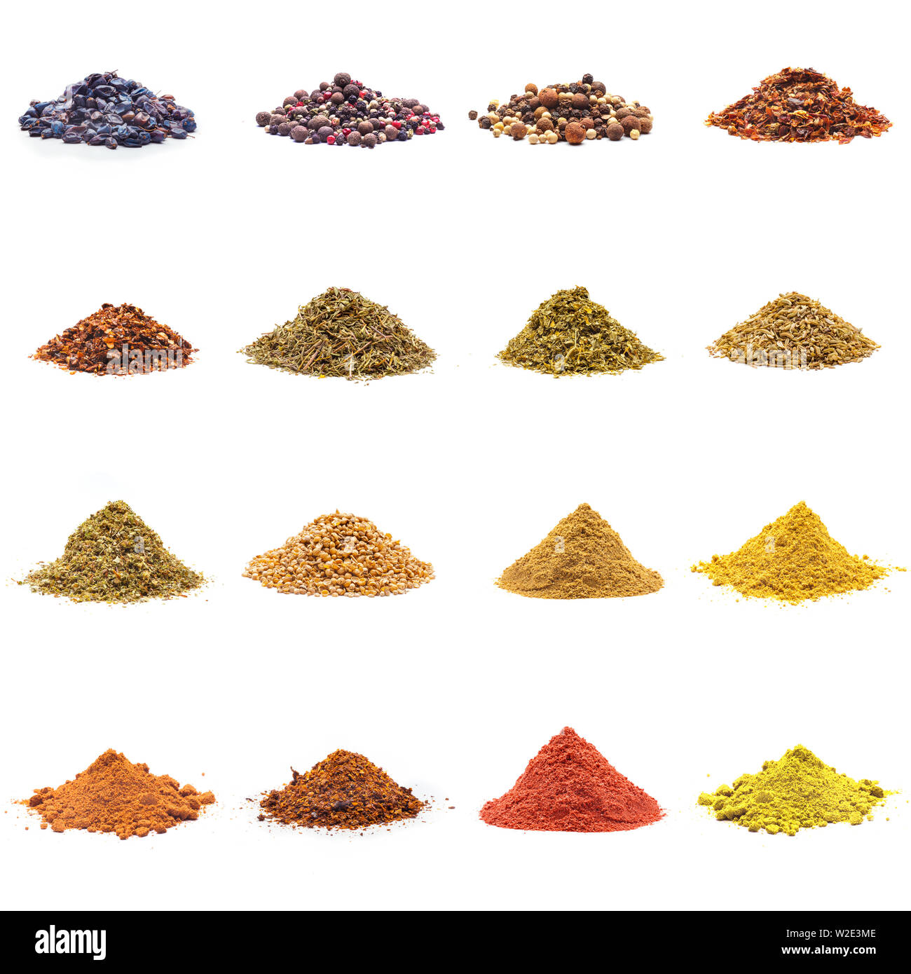 colorful spices collection isolated on white background Stock Photo - Alamy