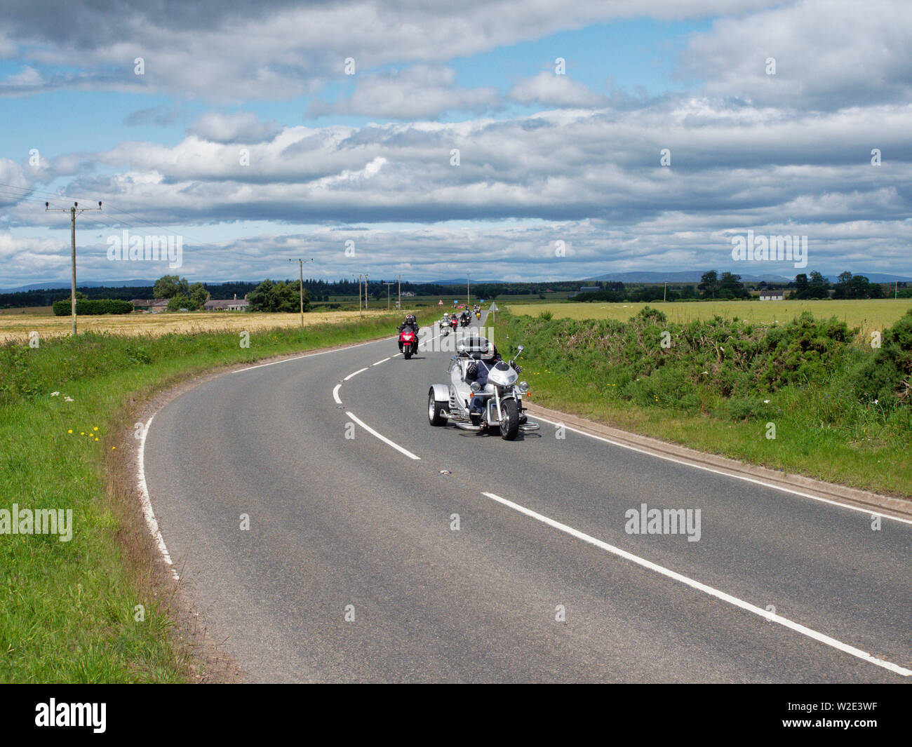 Harley Davidson Motorbikes on a Country Road near to Friockheim in ...