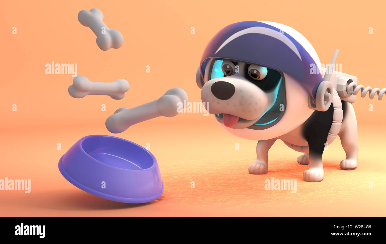 Space explorer dog wears spacesuit on Mars and eats from zero gravity ...