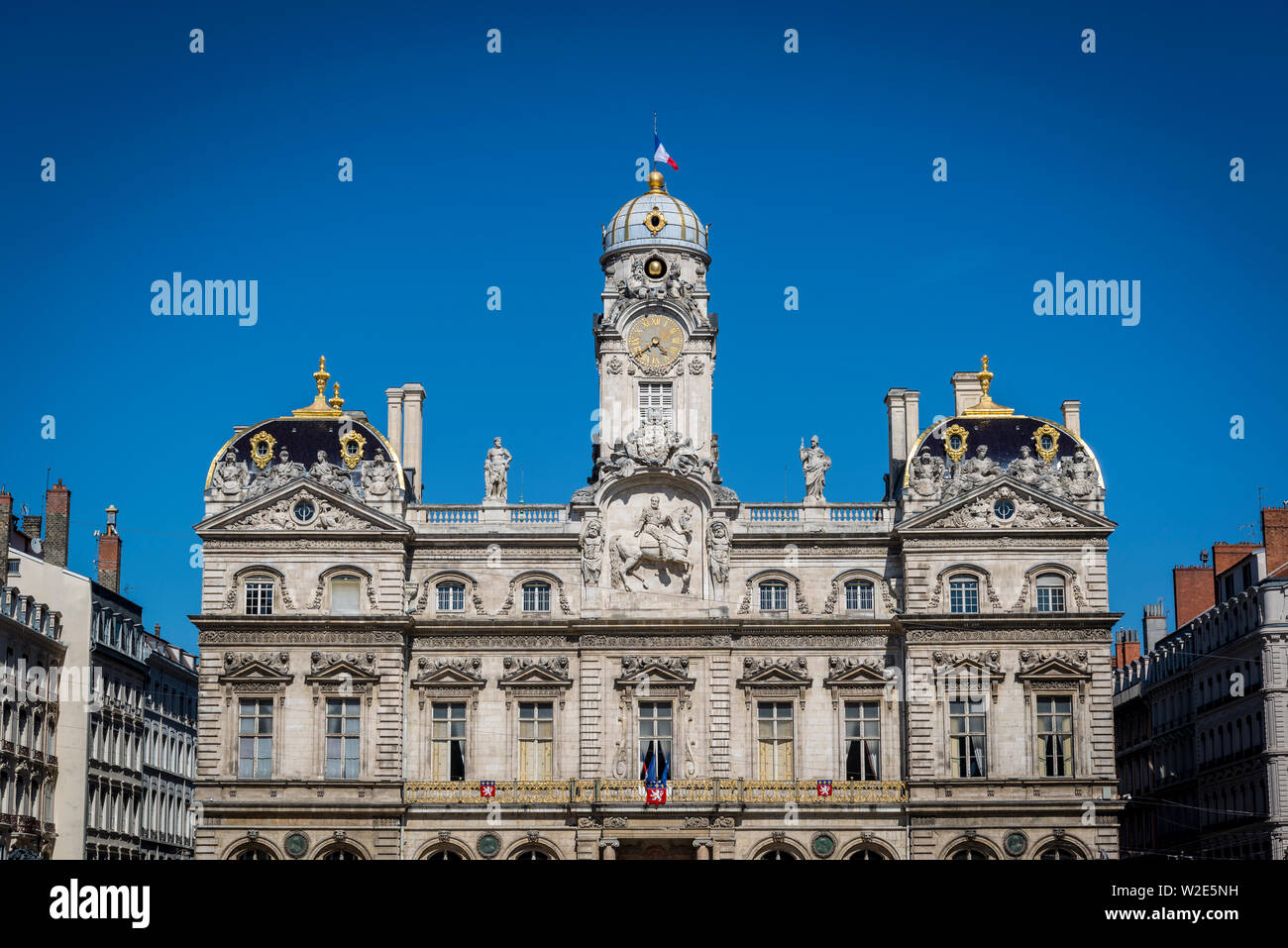 Facade of the monumental City Hall at the Place des Terreaux, Lyon ...