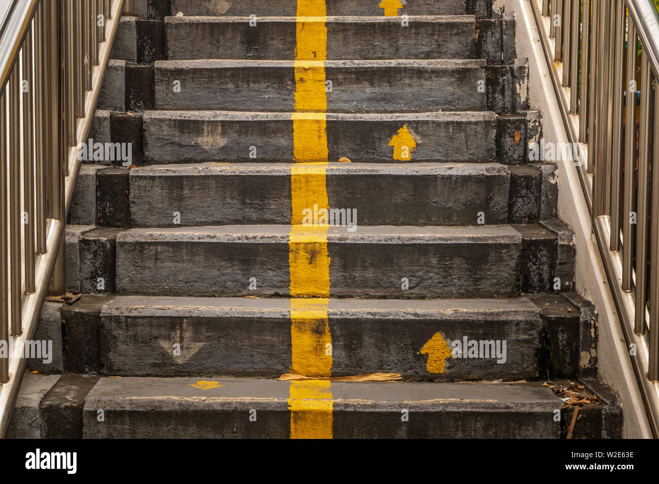 Stairs, walkway to pedestrian overpass leading down, bangkok Stock ...