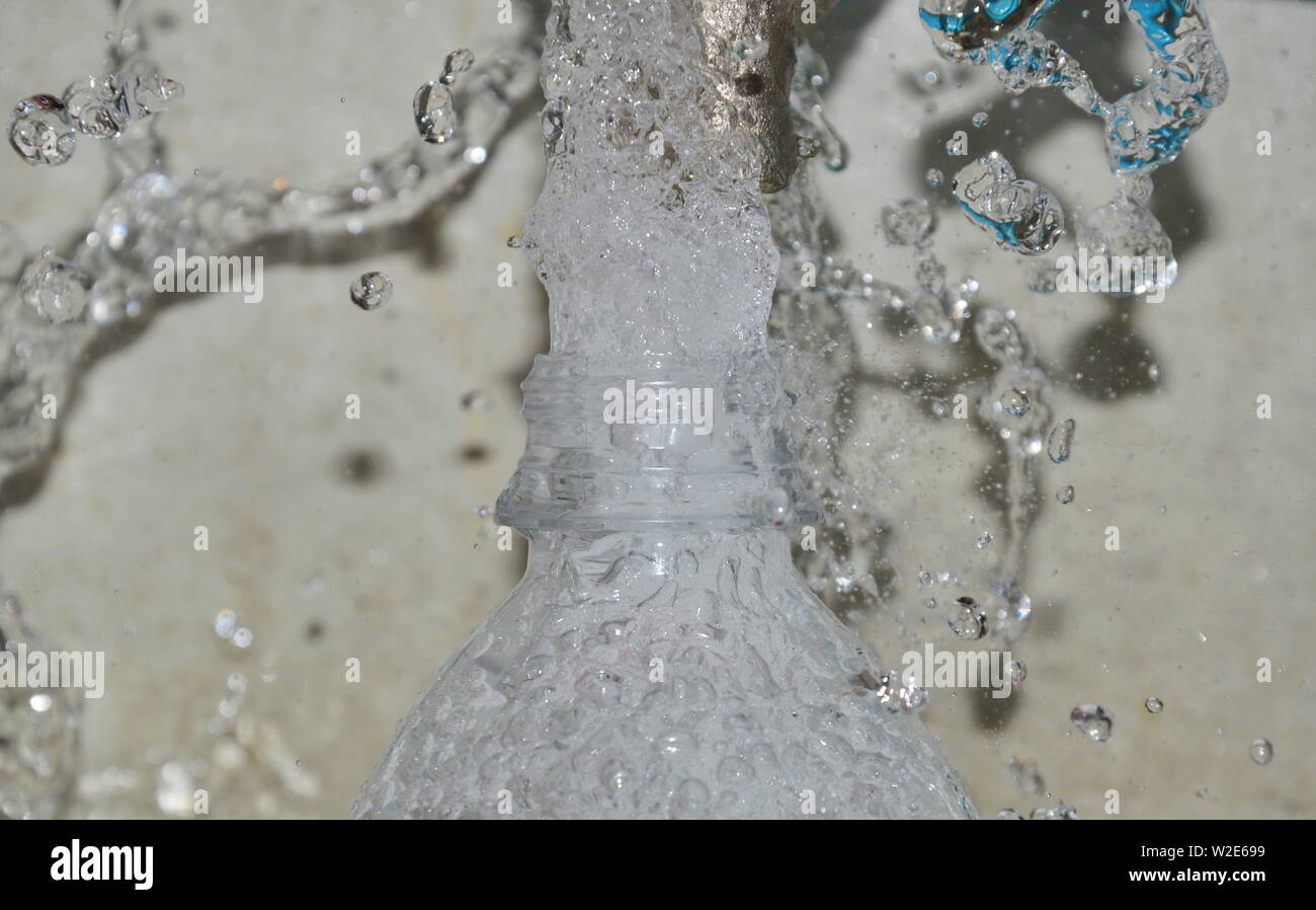 water splash from faucet to bottlenose Stock Photo - Alamy