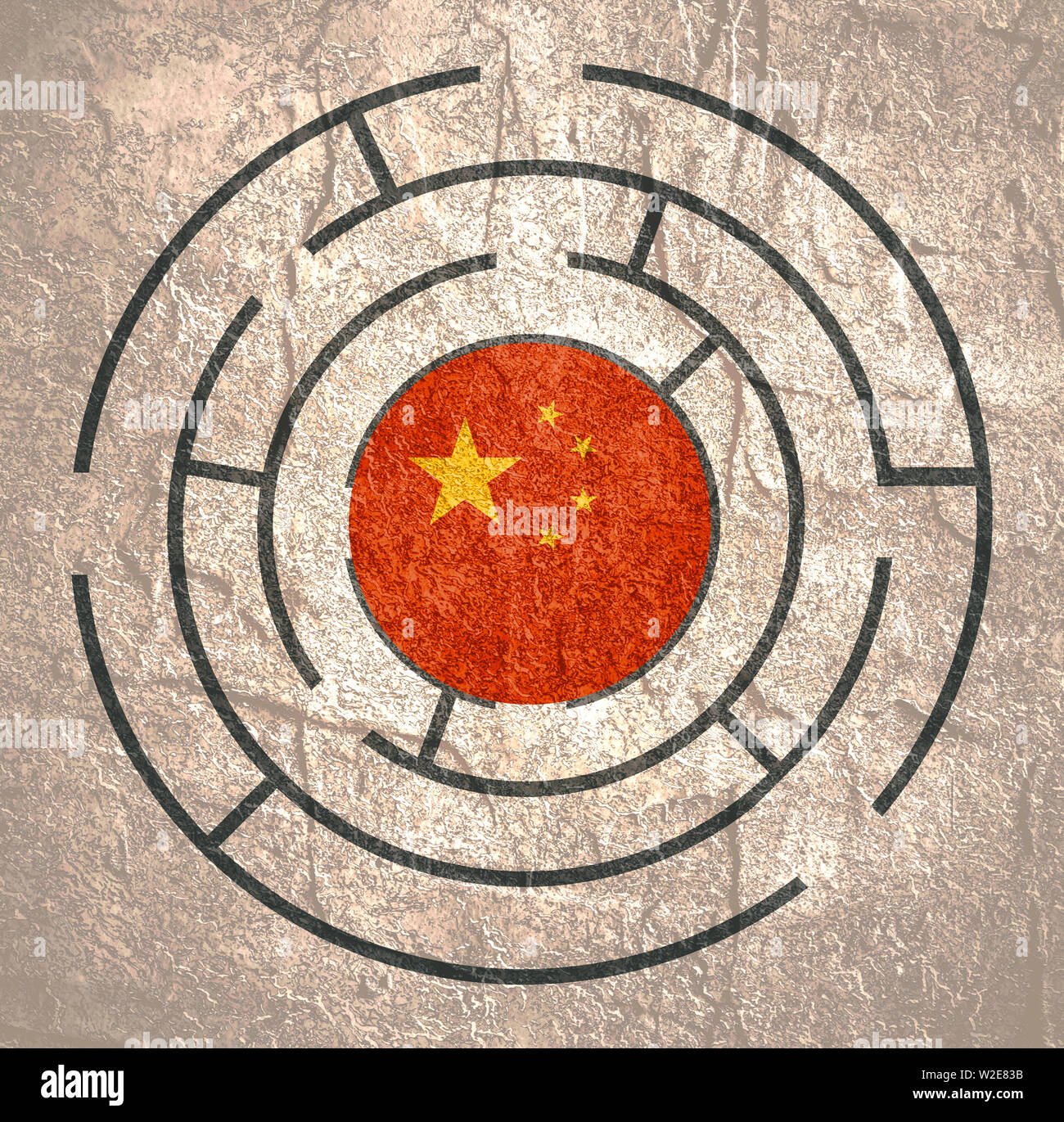 China flag in the labyrinth Stock Photo - Alamy