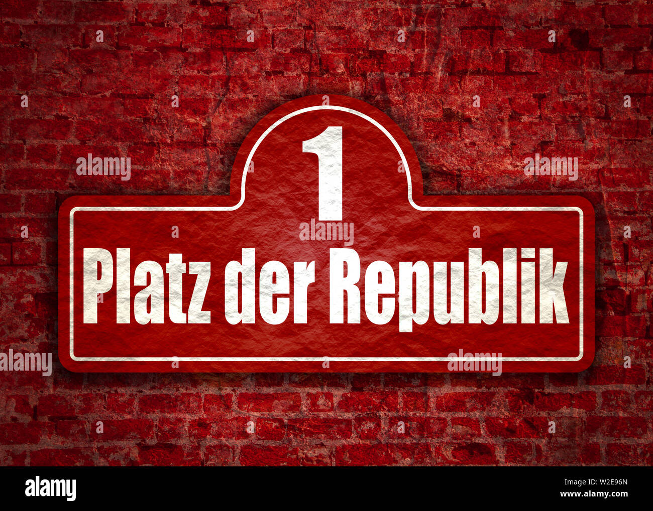 Street signs with an inscription in German Republic Square Stock Photo ...