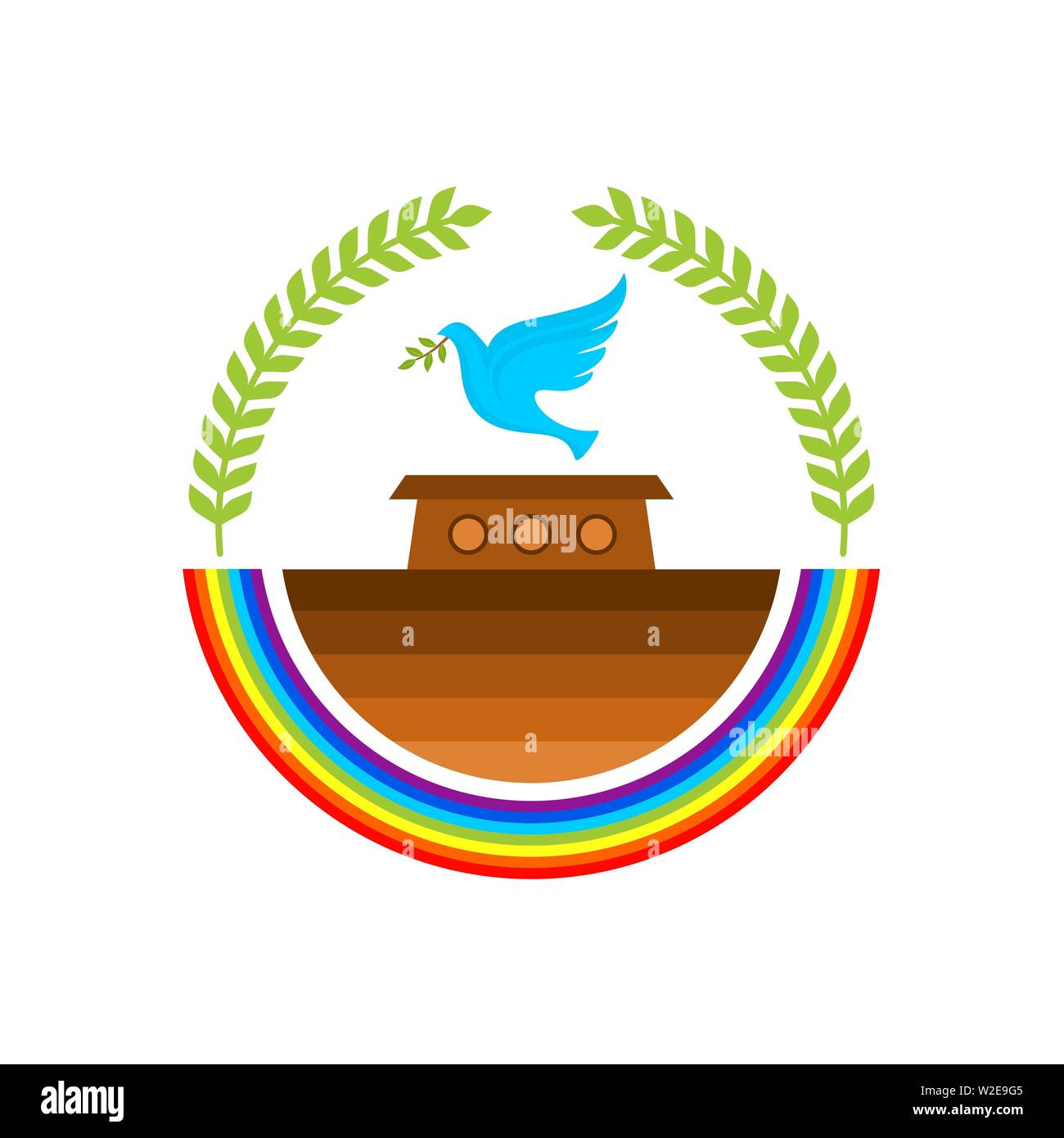Logo of Noah's Ark. Rainbow - a symbol of the covenant. Dove with a ...