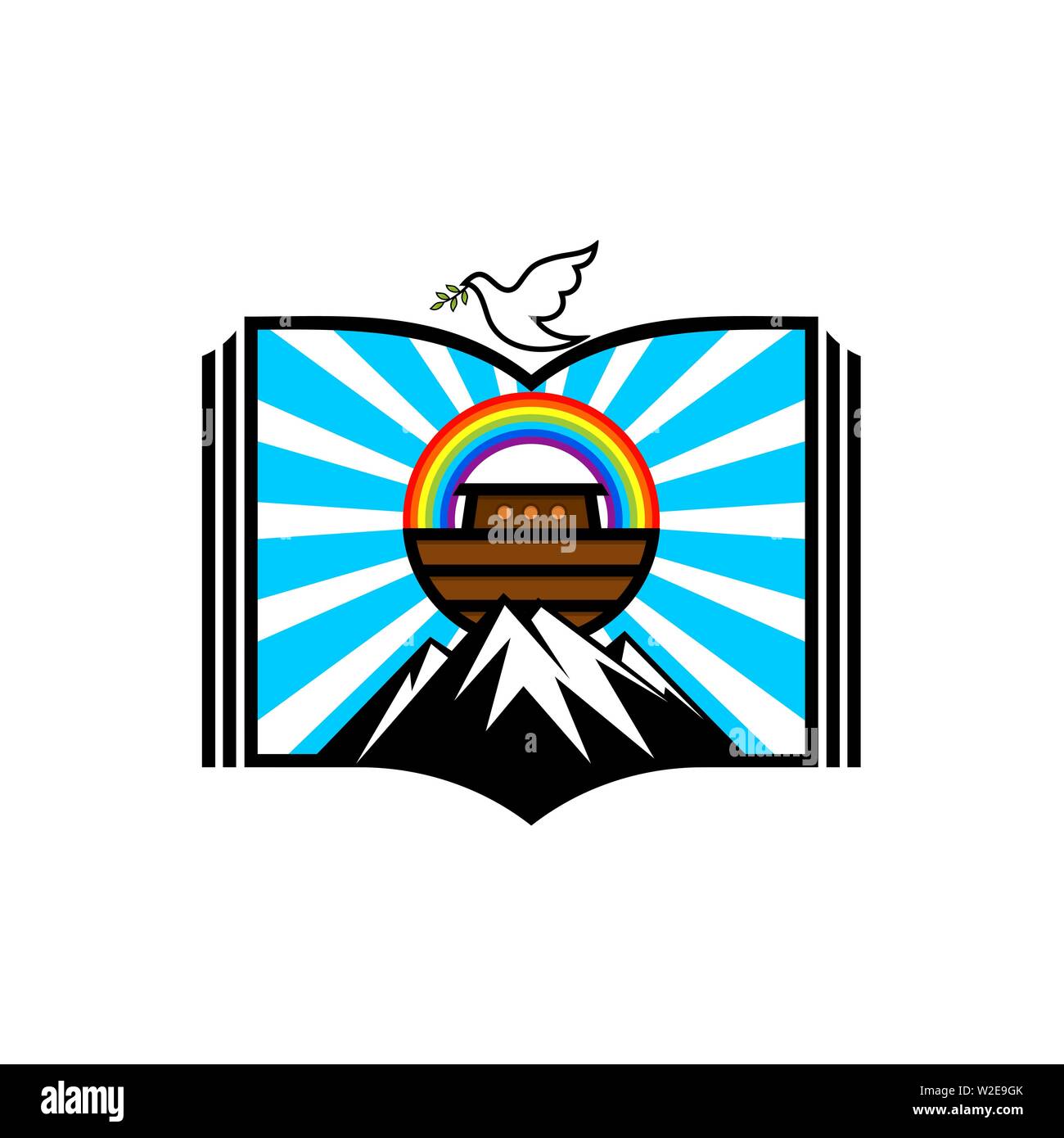 Logo of Noah's Ark. Rainbow - a symbol of the covenant. Dove with a ...
