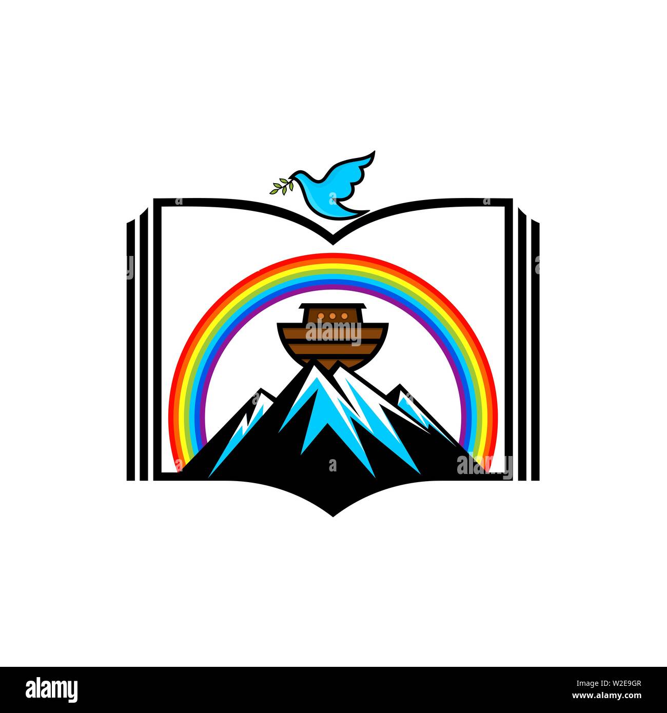 Logo of Noah's Ark. Rainbow - a symbol of the covenant. Dove with a ...
