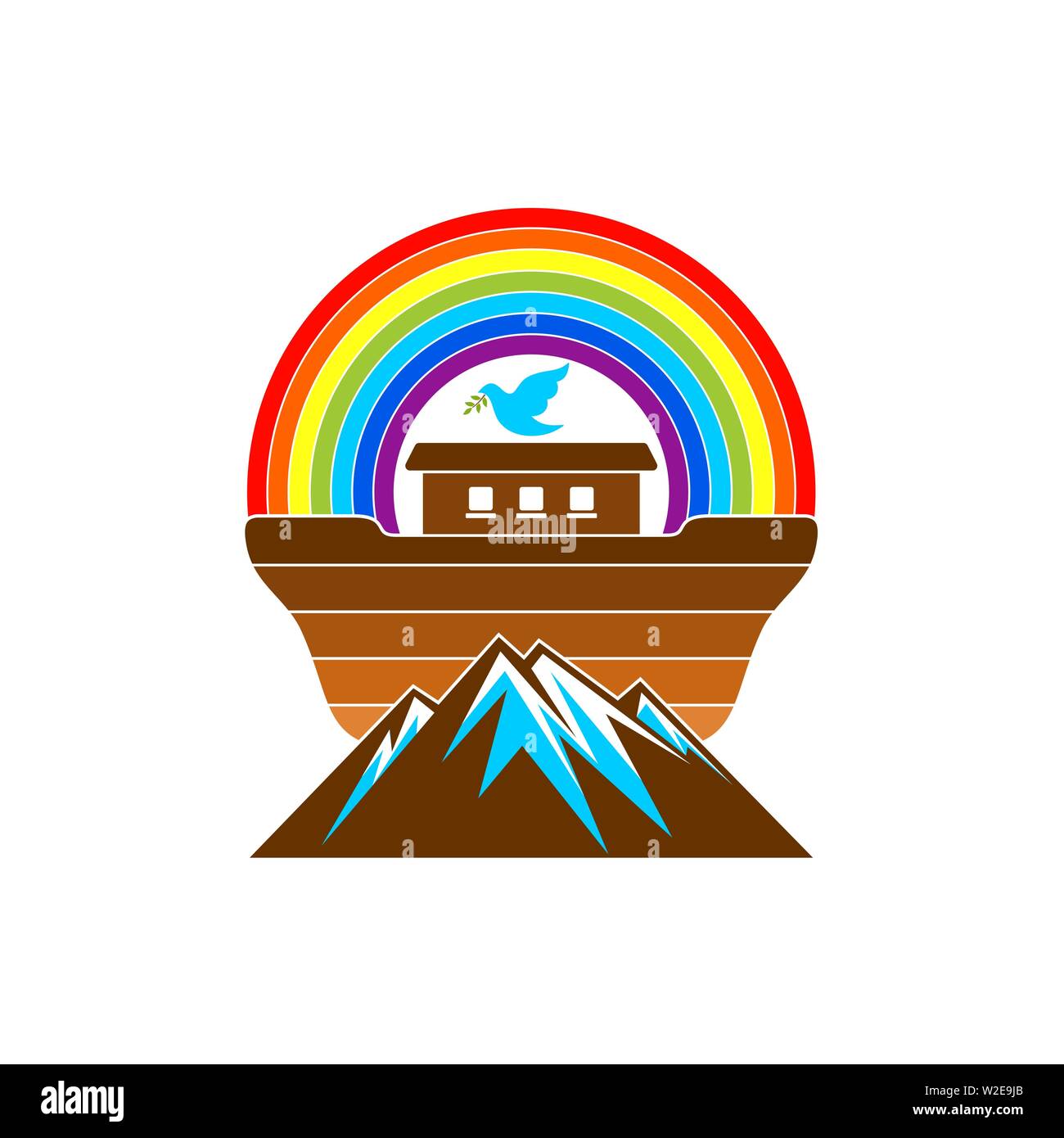 Logo of Noah's Ark. Rainbow - a symbol of the covenant. Dove with a ...