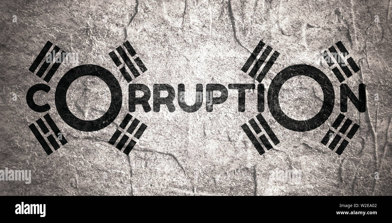 Corruption word and Korean flag elements Stock Photo - Alamy