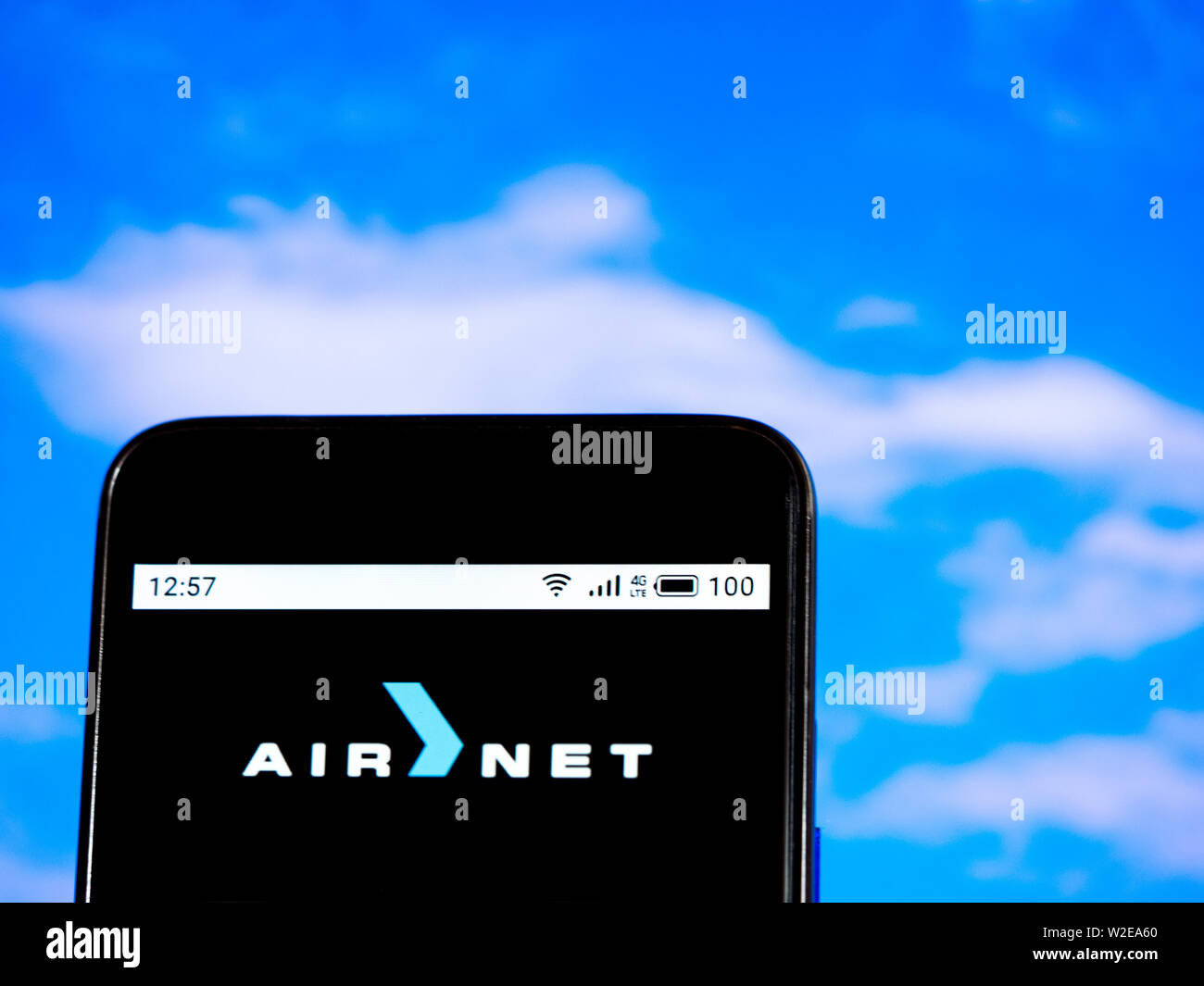 In this photo illustration the AirNet Express logo is seen displayed on ...