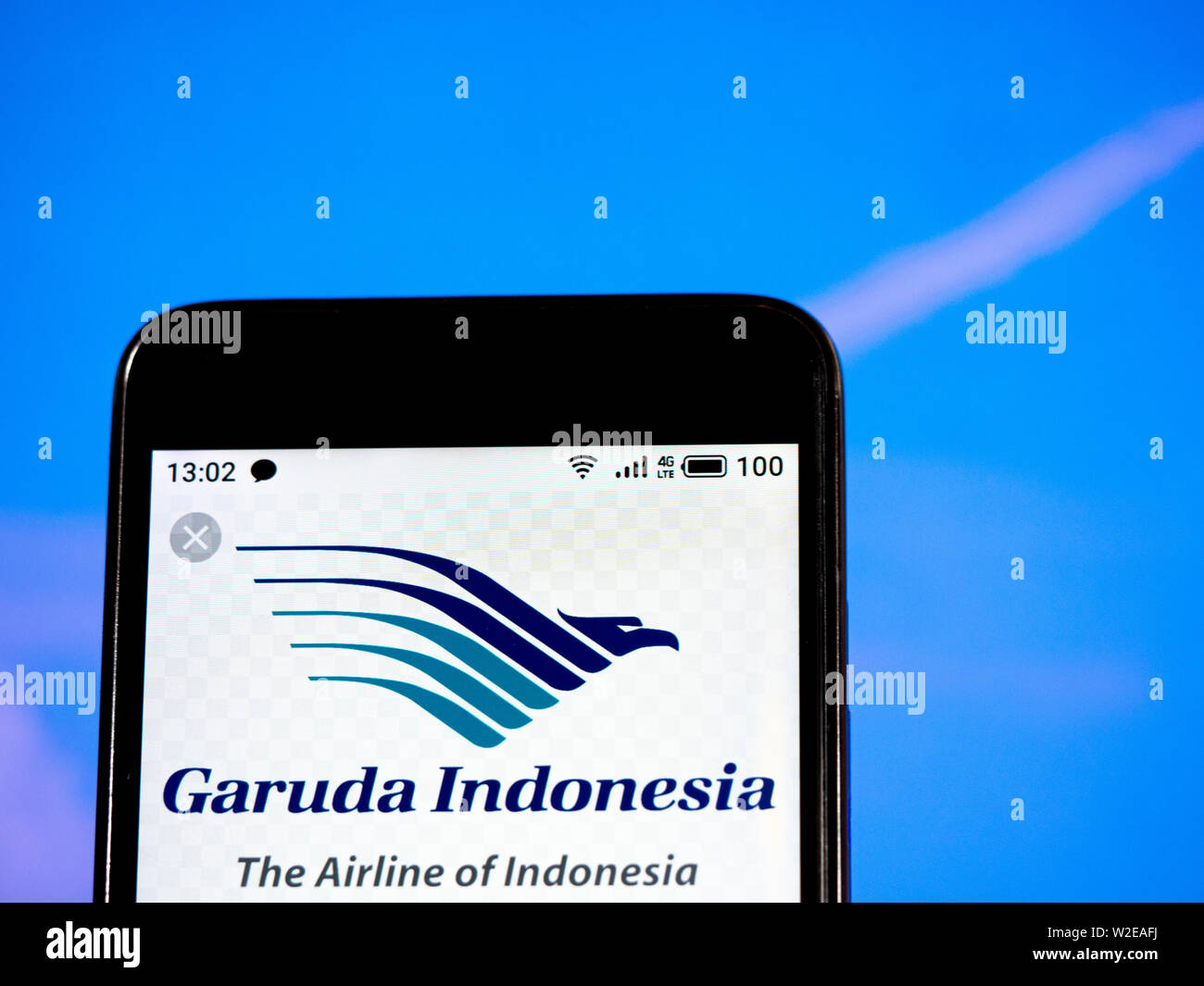 In this photo illustration the Garuda Indonesia Airlines logo is seen ...