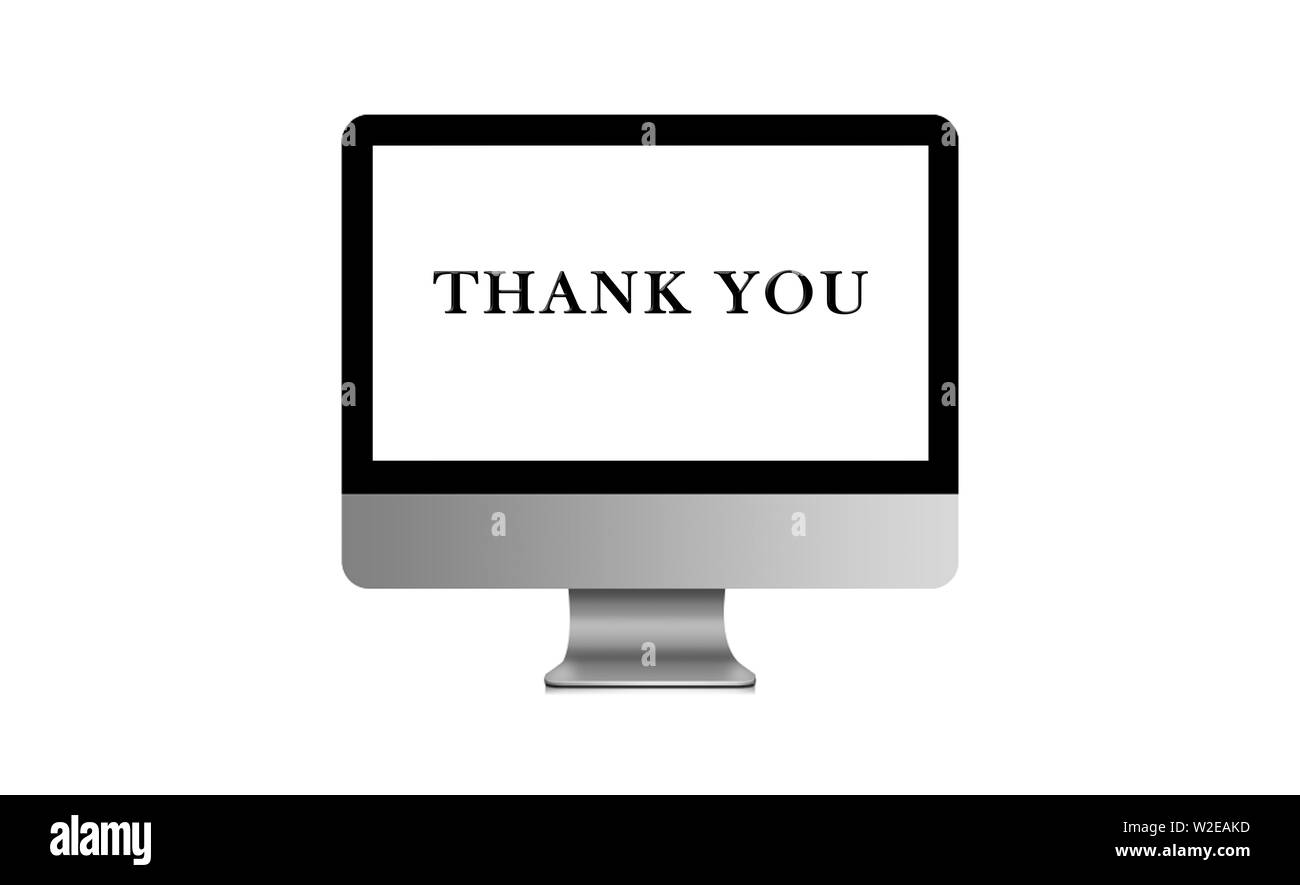 Thank you text on modern business laptop 3D icon illustration isolated ...