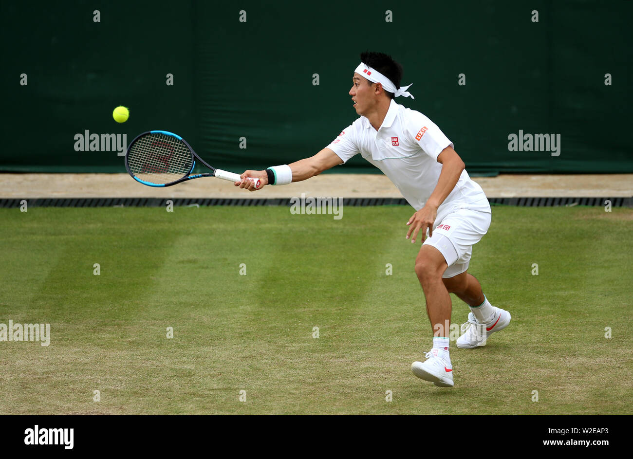 Kei Nishikori during his round of 16 match against Mikhail Kukushkin on ...