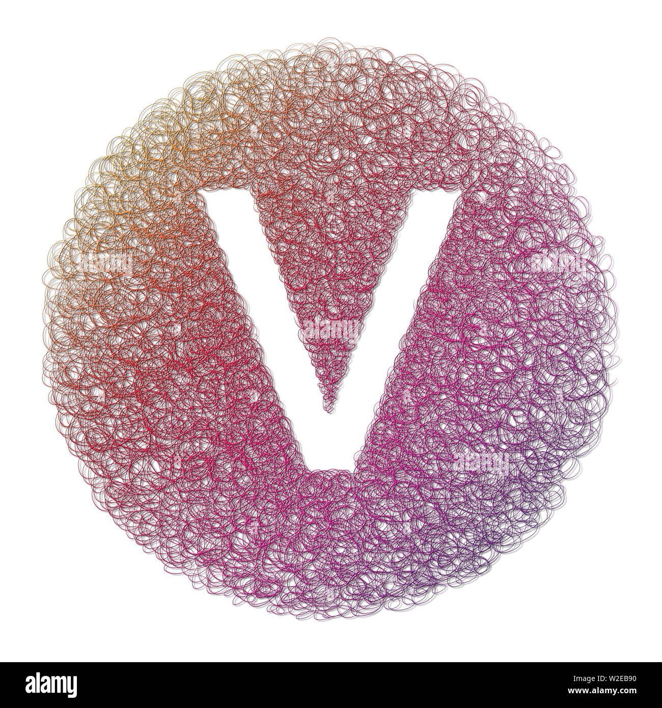 Hand made letter V drawn with graphic pen on white background - High ...