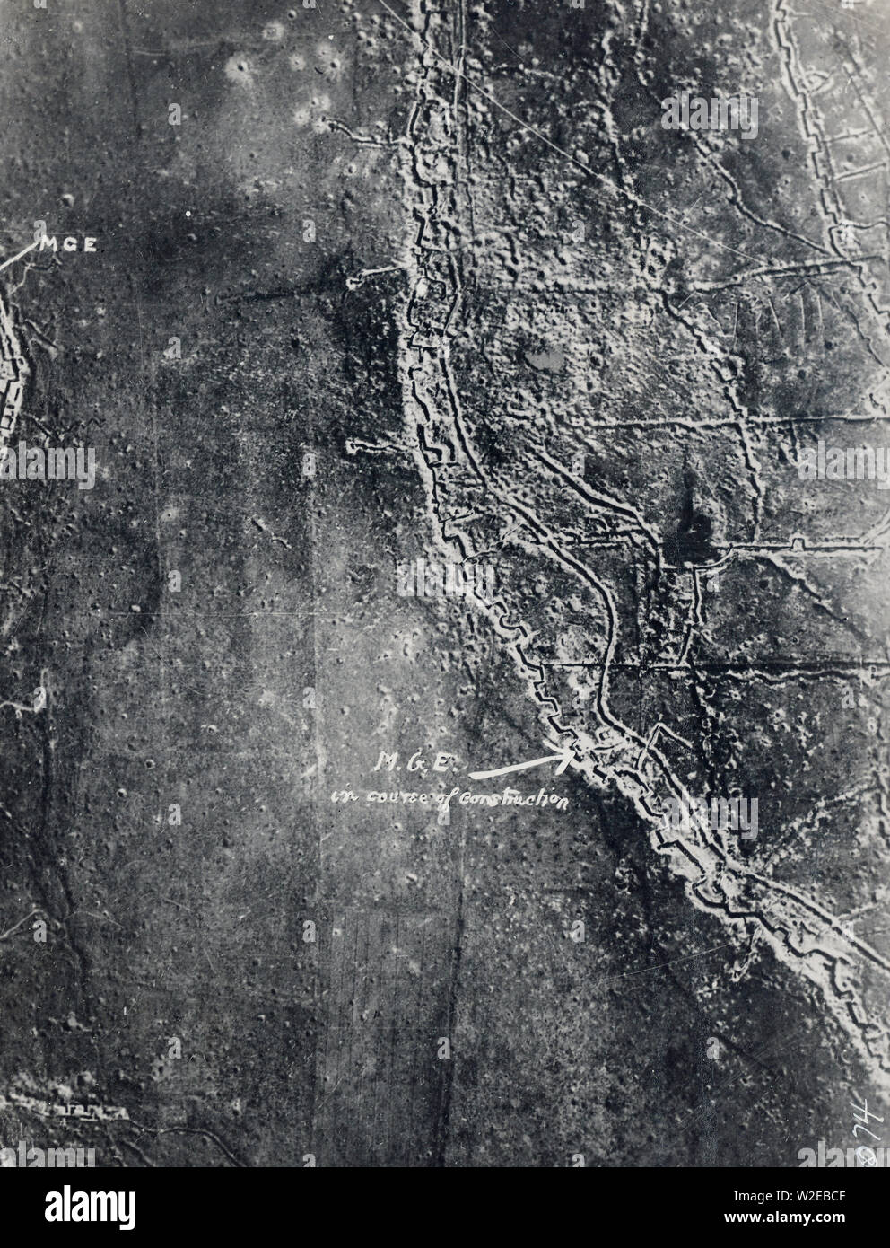 Signal Corps aerial photo showing trench system and machine gun ...