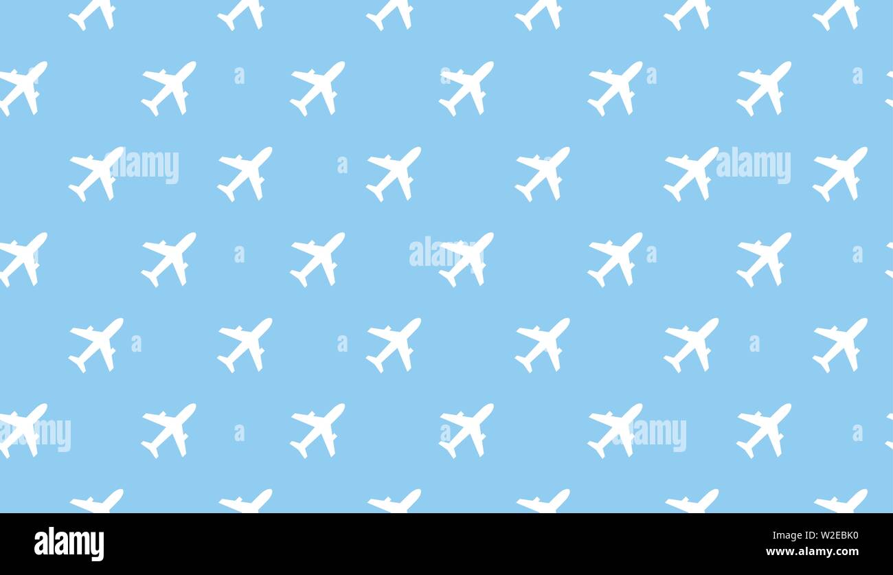 Airplane seamless background. Aircraft transportation blue and white ...