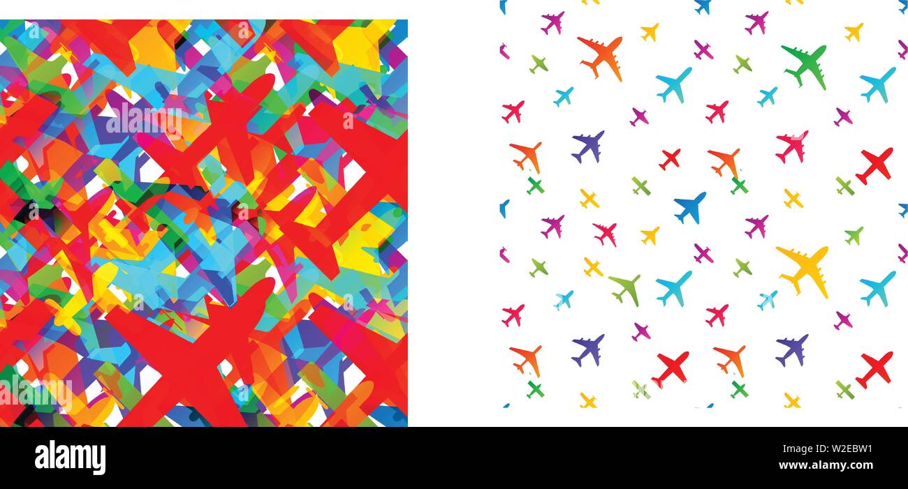 Airplane seamless background. Aircraft transportation colorful pattern ...