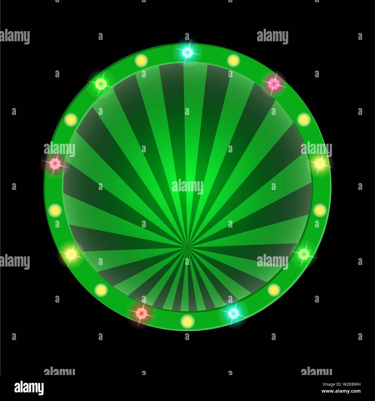 circular disk with a background in a green tone and multi-colored ...