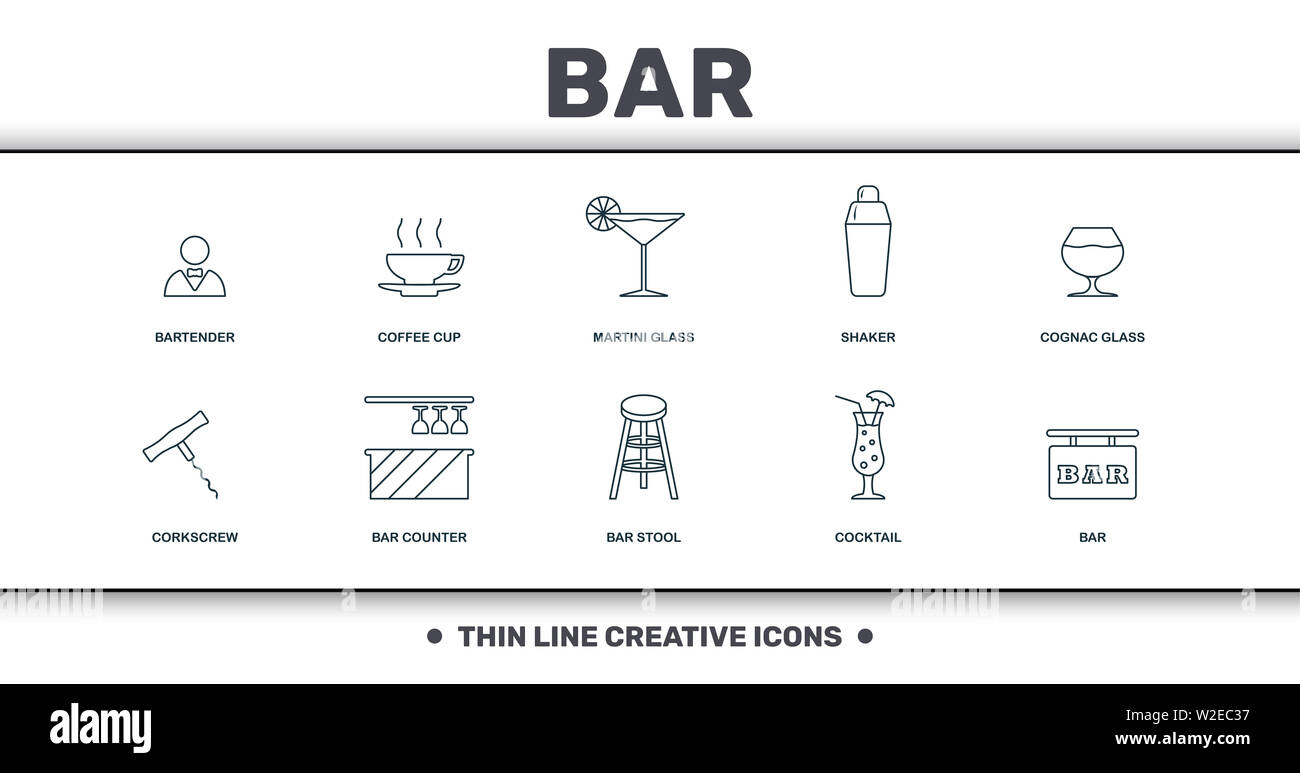 Bar And Restaurant icons set collection. Includes creative elements ...