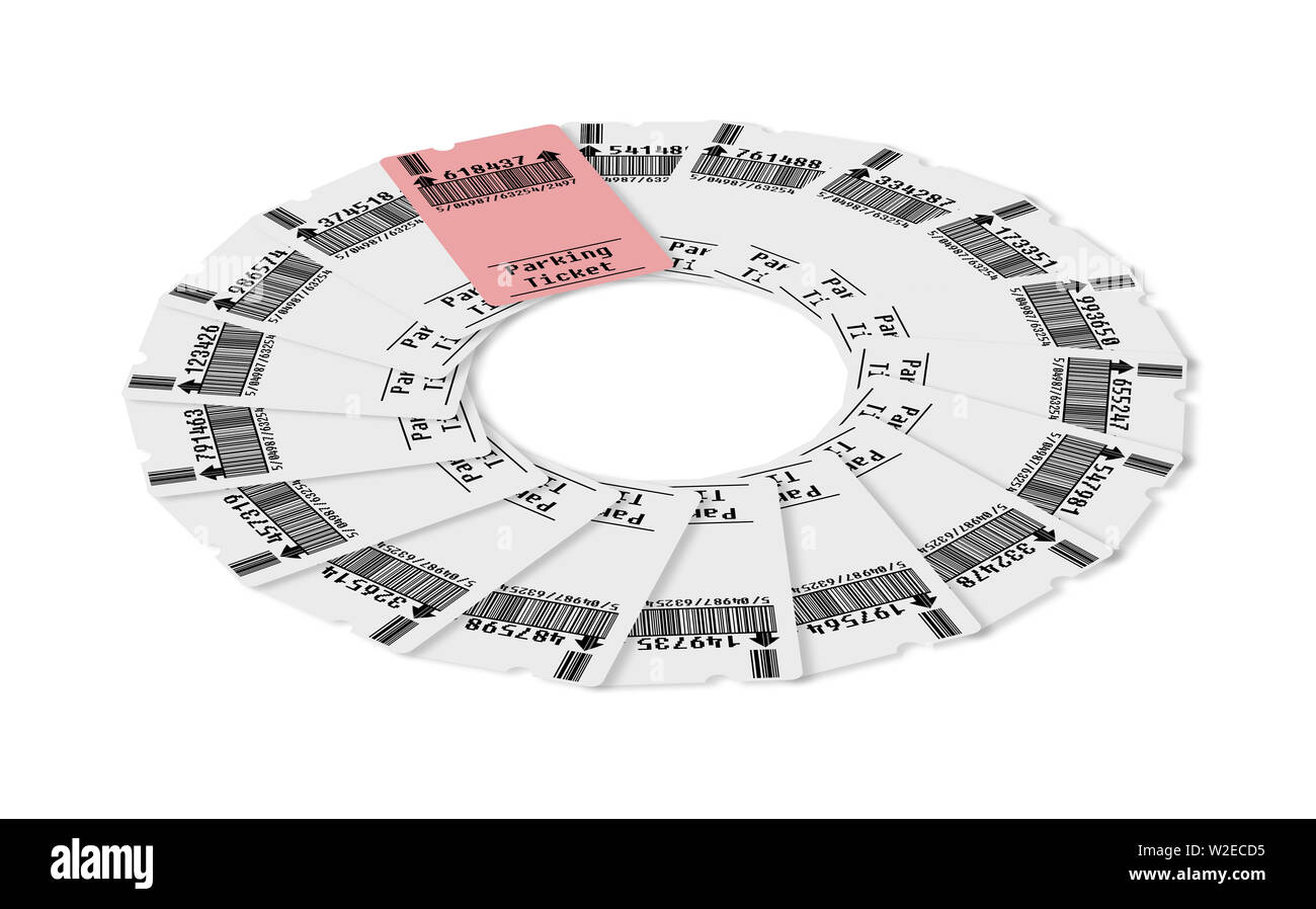 Ticket for parking area on white background. Note: bar code and code ...