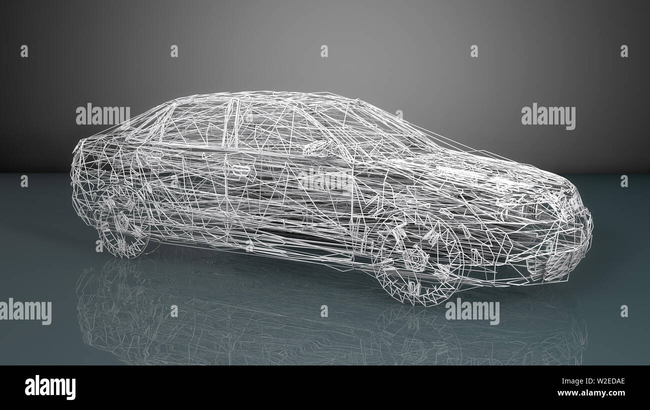 3d render car made with lines Stock Photo - Alamy